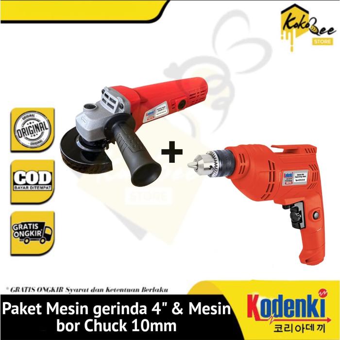 Jual Kodenki paket mesin gerinda tangan 4 inch dan mesin bor chuck 10mm - paket electric drill ...