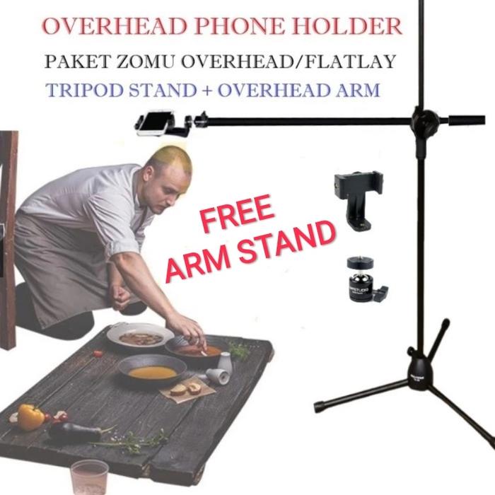Jual Overhead Arm Plus Tripod Stand ZOMU Plus Phone Holder Free Arm ...