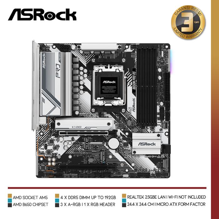 Jual Asrock B650m Pro Rs | Motherboard Amd B650 Ryzen Am5 Micro Atx Di ...