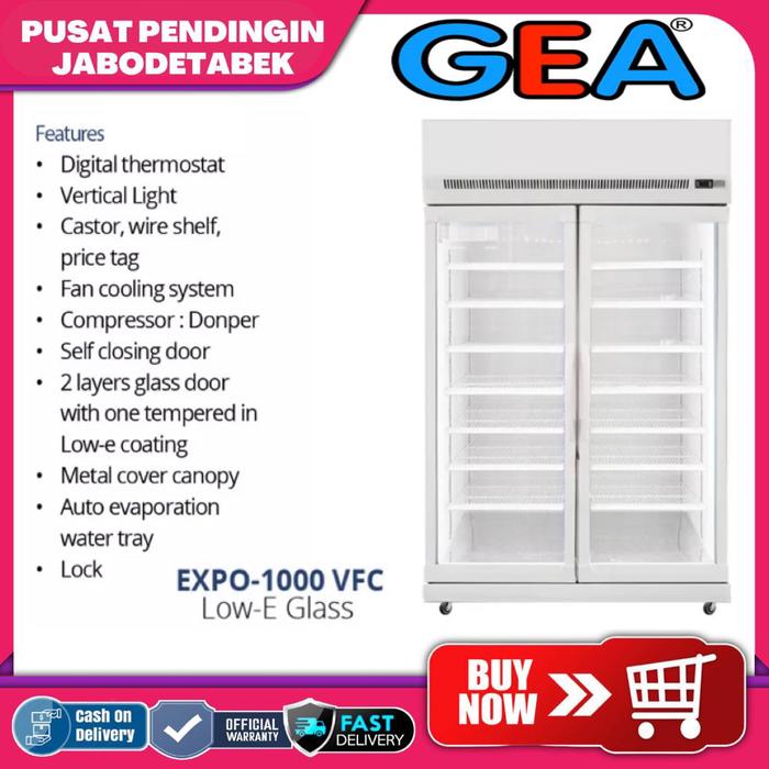 Jual Gea EXPO-1000 VFC Display Cooler 1050 L / Showcase 2 Pintu ...