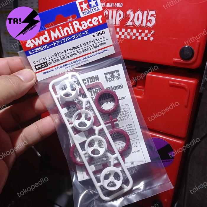 Jual ban Tamiya 95634 maroon small 24mm velg 3 spoke wheels ban marun ...