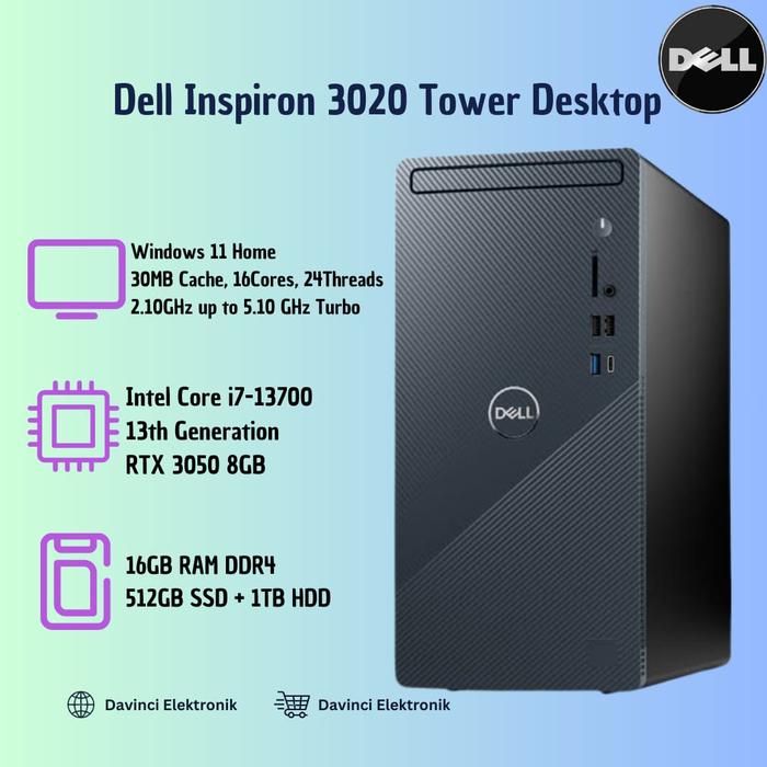 Jual DELL INSPIRON 3020 PC i7-13700 16GB RAM 512GB SSD 1TB HDD RTX 3050 ...