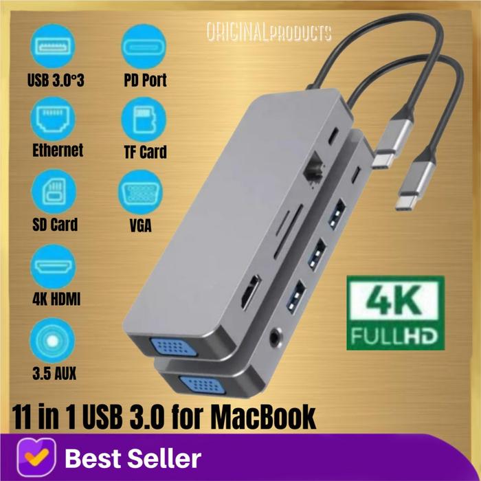 Jual BASEUS USB C THUNDERBOLT 3 TO HUB 3.0 HDMI LAN GIGABIT PD MICRO SD ...