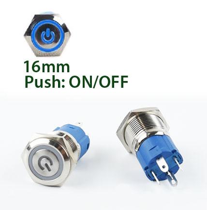 Jual Saklar Tekan ON/OFF D: 16mm | Tombol Push Button | Power LED Biru ...