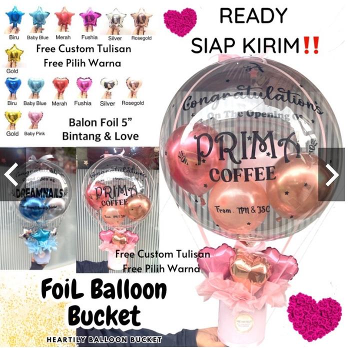 Jual [READY 1HARI JADI] Buket Balon Bucket Balloon Foil StarHeart ...