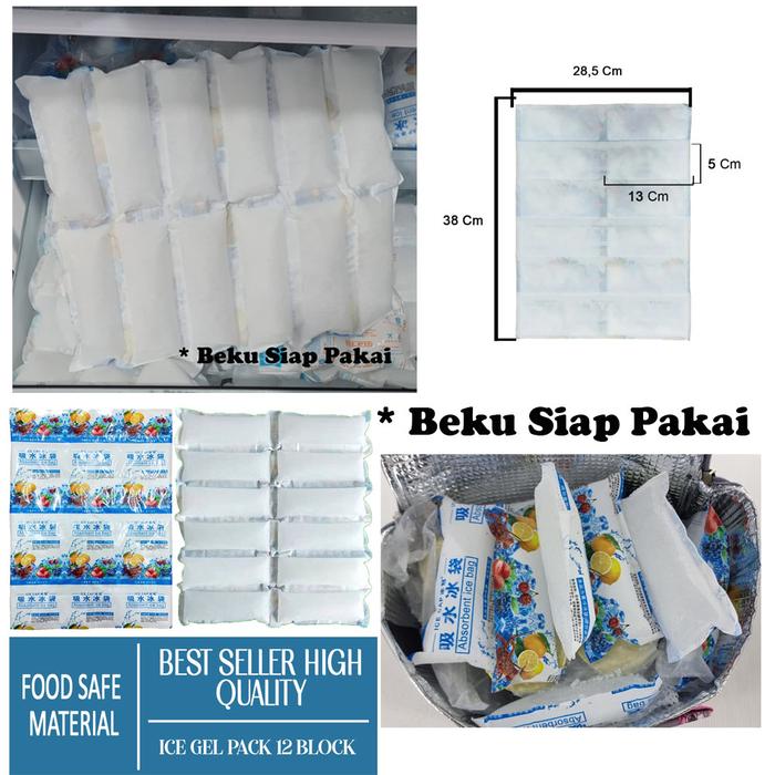 Jual Ice Pack Beku Siap Pakai Lembaran 12 Besar Ice Gel Pengganti Dry ...