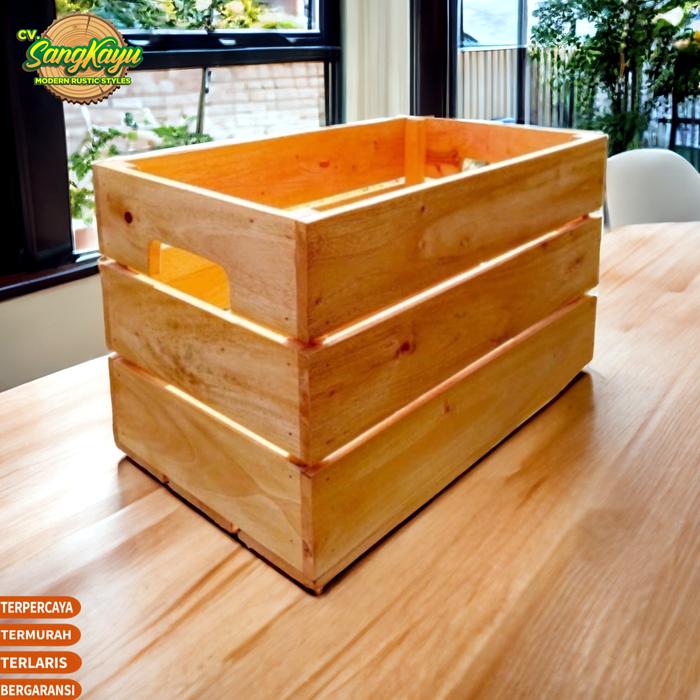 Jual Wooden Crate 50x30x30 peti kayu tempat penyimpanan kayu storage ...