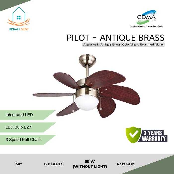 Jual MT EDMA Pilot Kipas Angin Lampu LED E27 Decorative Ceiling Fan 30 ...