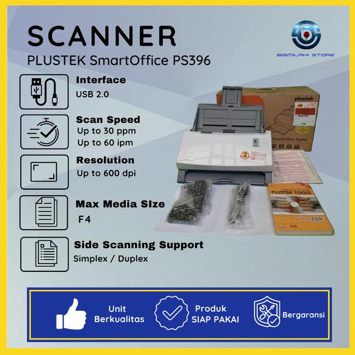 Jual Scanner F4 Plustek Smart Office PS396 Kondisi Barang Baru Stock ...