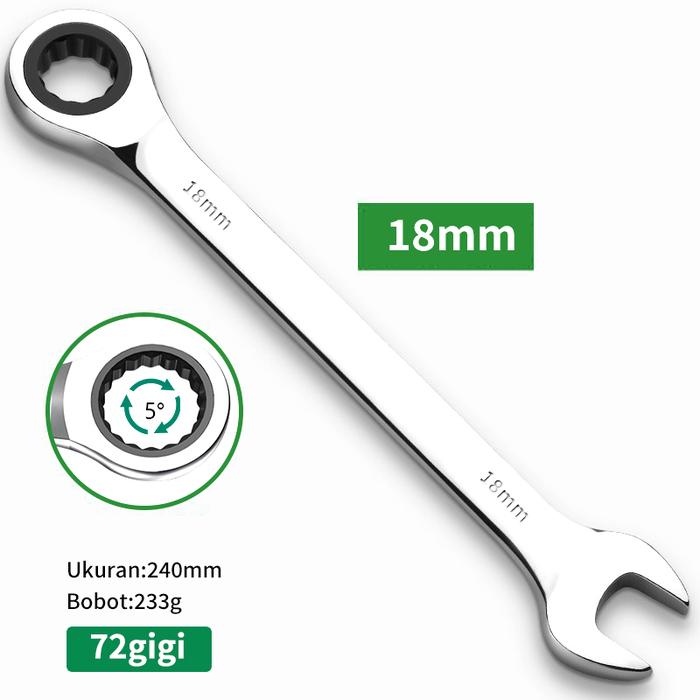 Promo ISKU kunci ring pas rachet 8 10 12 13 14 17 18 19mm Besi tahan karat Bahan/ratchet wrench ...