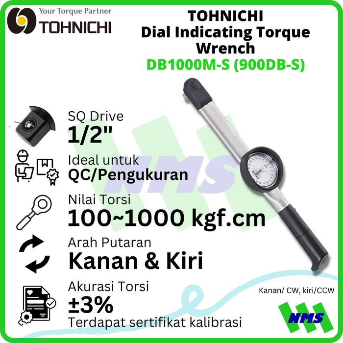 Jual Kunci Torsi TOHNICHI DB1000M-S 100-1000 Kgf.cm 1/2" Dial Torque ...