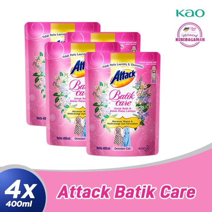Promo Attack Batik Care 400ml Pouch Fourpack - Deterjen Cair - - KAO ...