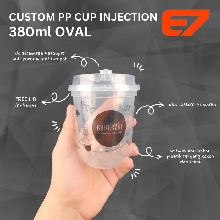 Promo PP Cup Injection Oval 380ml (Cup + Lid + Stopper) - Gelas Plastik ...