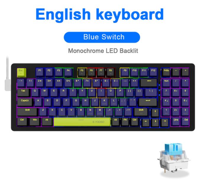 Jual E-YOOSO HOTSWAP MECHANICAL GAMING KEYBOARD 98% BLUE BLACK KEYCAPS ...
