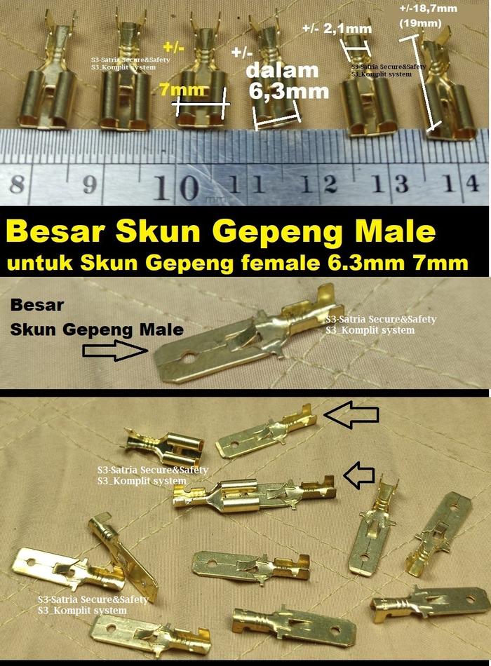 Jual Skun Gepeng male 6.3mm Terminal Kabel 6,3mm 6.3 6,3 cowo 7mm 7 mm ...
