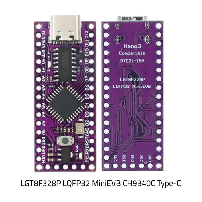 Promo LGT8F328P Mini EVB Type-C LQFP32 Pengganti Arduino Nano CH340 ...