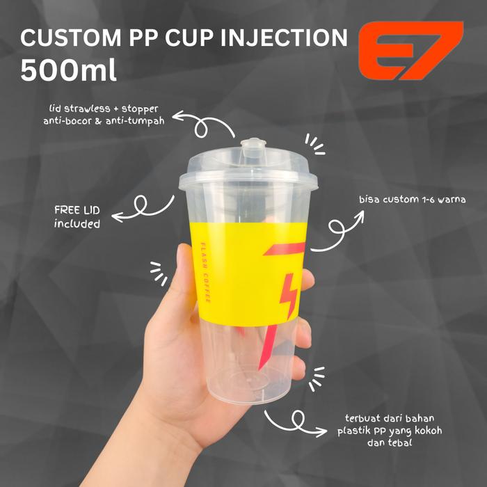 Promo PP Cup Injection Datar 500ml (Cup + Lid + Stopper) - Gelas ...