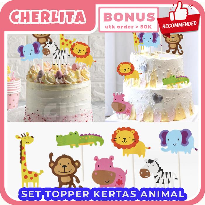 Jual Topper Cake Birthday Hiasan Kue Ulang Tahun Gold Zoo Animal - Kota ...