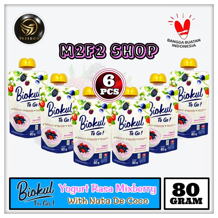 Jual Yogurt Biokul To Go Nata De Coco Rasa Mixberry - 80 gr (Harga 6 ...