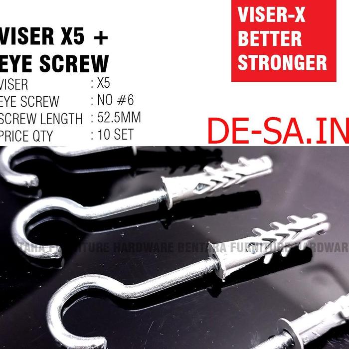 Jual 10 x Viser X5 + Eye Screw Hook (No 6) Open Galvanized Angkur ...