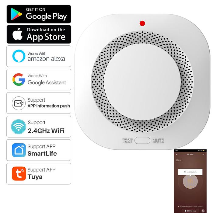 Jual AMC WiFi / Zigbee Smoke Detector Deteksi Asap Alarm Tuya Smart ...