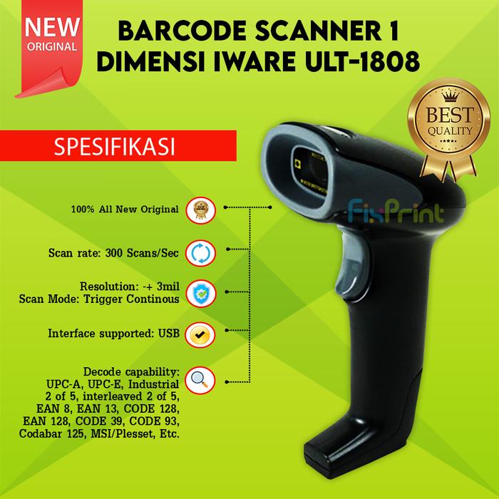 Jual BARCODE SCANNER IWARE ULT 1808 ULT-1808 1D USB AUTOSCAN - Kota ...