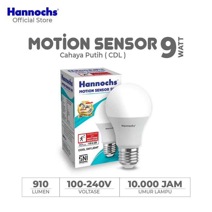 Promo Hannochs Lampu Bohlam LED Motion Sensor/Sensor Gerak 9W Cahaya ...