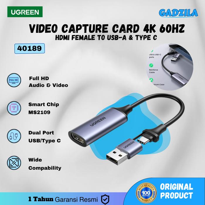 Jual UGREEN Video Capture Card HDMI to USB + Type C 4K Livestream ...
