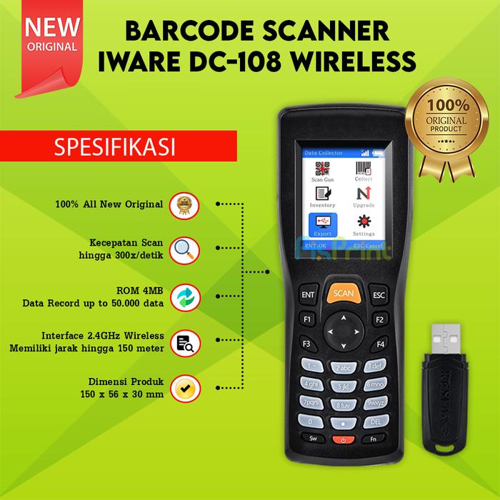 Jual Scanner Barcode IWARE DC 108 DC-108 PDT 1D Baterai 1400mAh WIFI ...