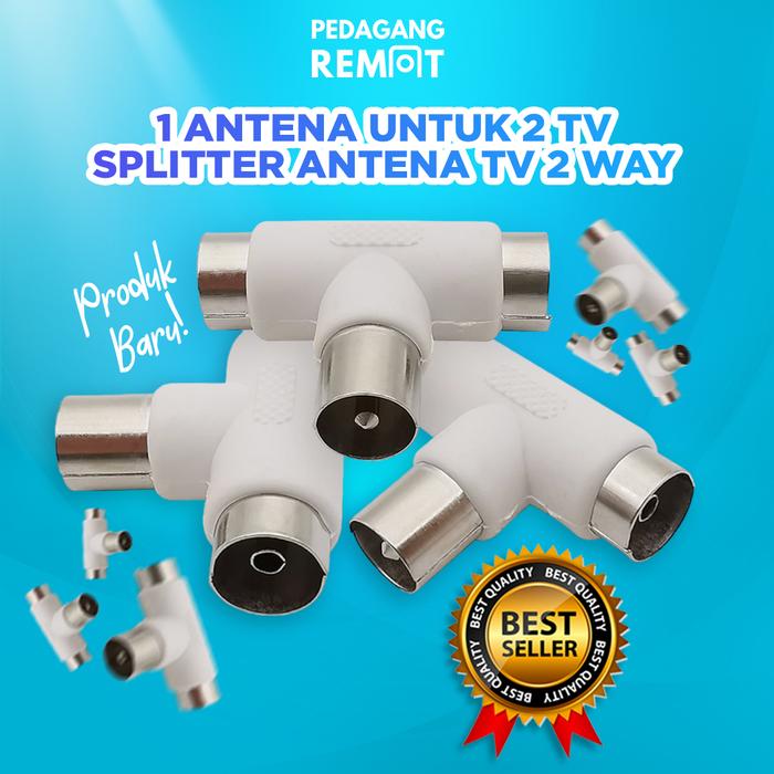 Promo Splitter Antena TV 2 Way 2 Output Jack Cabang T 5C RG6 1 Male 2 ...