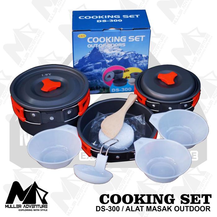 Jual cooking set ds 300 nesting camping set ds/sy/lwy300 alat masak ...