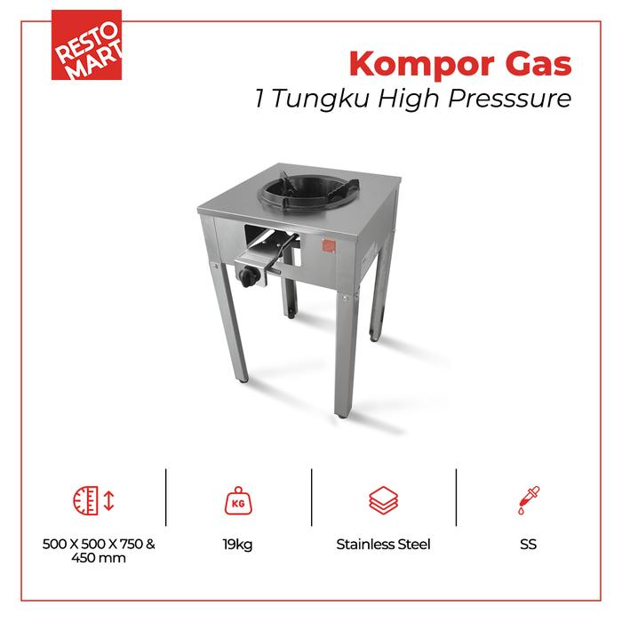 Promo Kompor Gas 1 Tungku High Presssure RESTOMART Stainless (0359069 ...