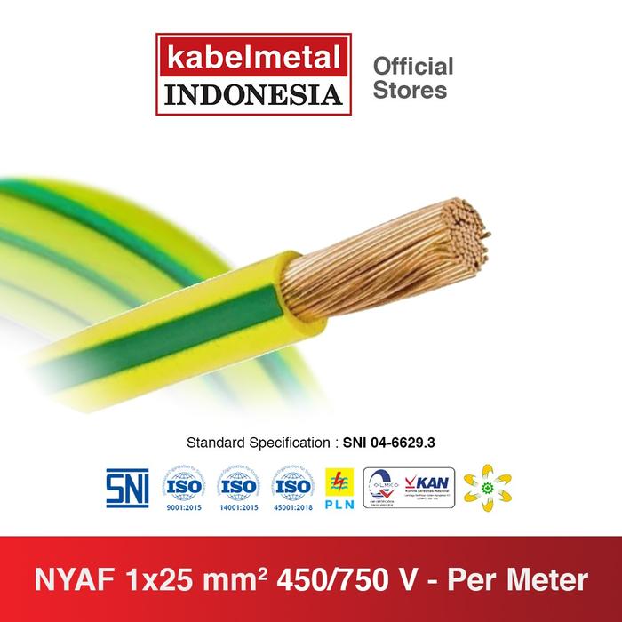 Jual Kabel Metal - Kabel NYAF 25 mm Kuning Hijau Per Meter Grounding SNI - Jakarta Timur ...
