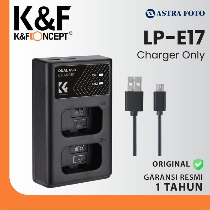 Promo KNF K&F Concept Battery Canon LP-E17 2PCS + Dual Slot Charger LPE17 - Charger Only ...