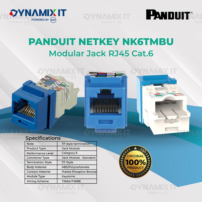 Jual PANDUIT NETKEY Modular Jack RJ45 Cat.6 - NK6TMBU - Kota Surabaya ...