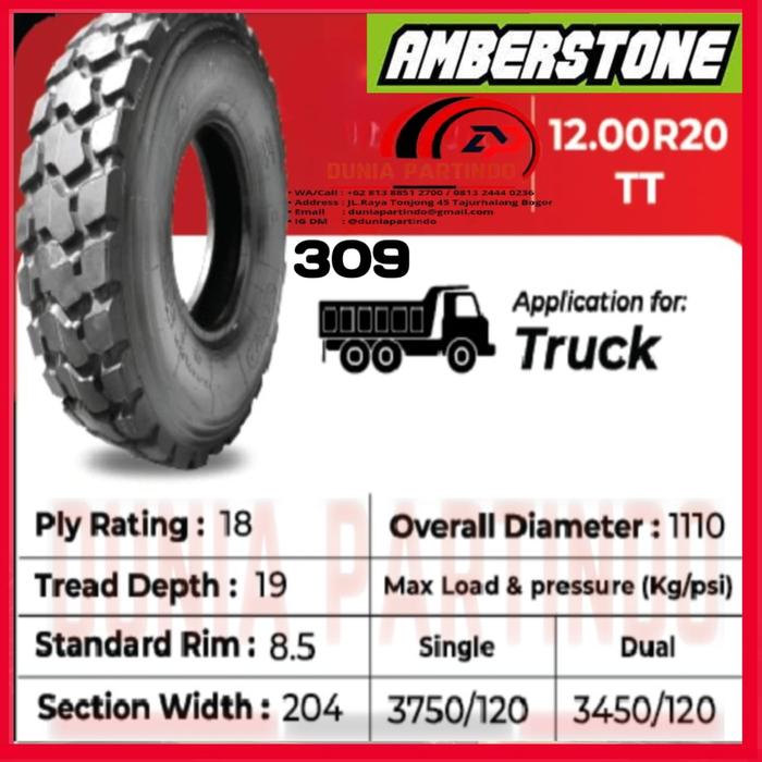 Jual Ban Truk Bus Amberstone 309 uk 12.00R20 18PR . Chat Diskon Harga ...