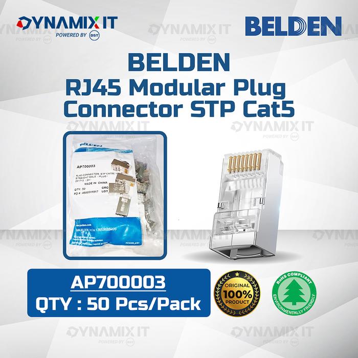 Jual Konektor RJ45 Belden Modular Plug RJ45 STP Cat.5 AP700003 (ASLI ...