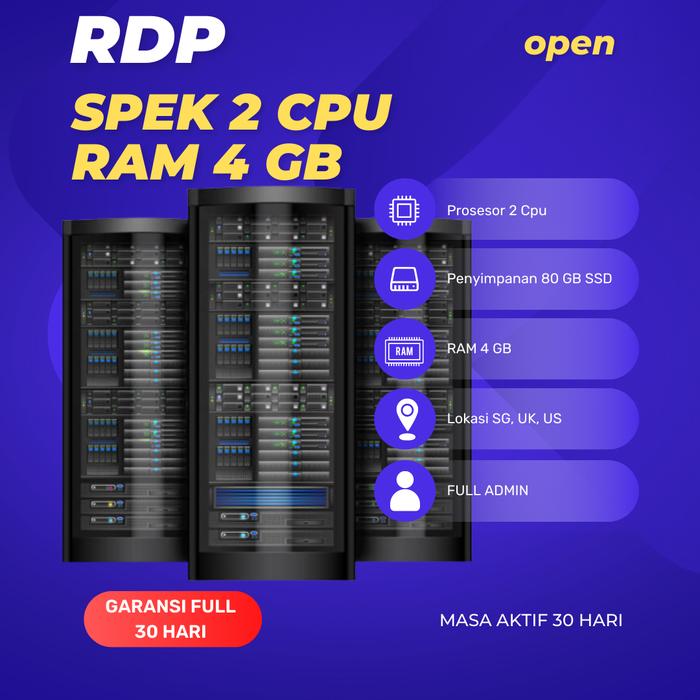 Jual RDP WINDOWS SPEK 2 CPU Ram 4GB FULL ADMIN - MURAH GARANSI 1 BULAN ...