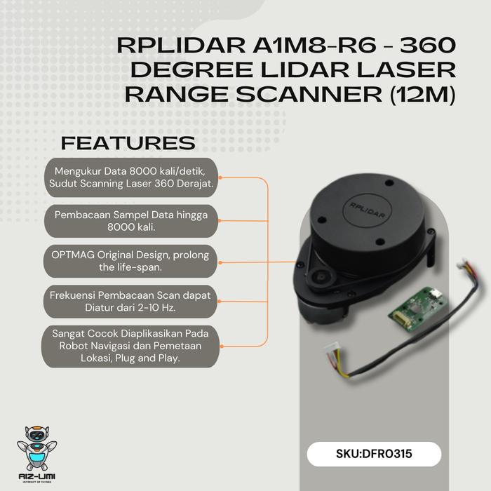Jual RPLIDAR A1M8 - 360 Degree LiDAR Laser Scanner Development Kit ...