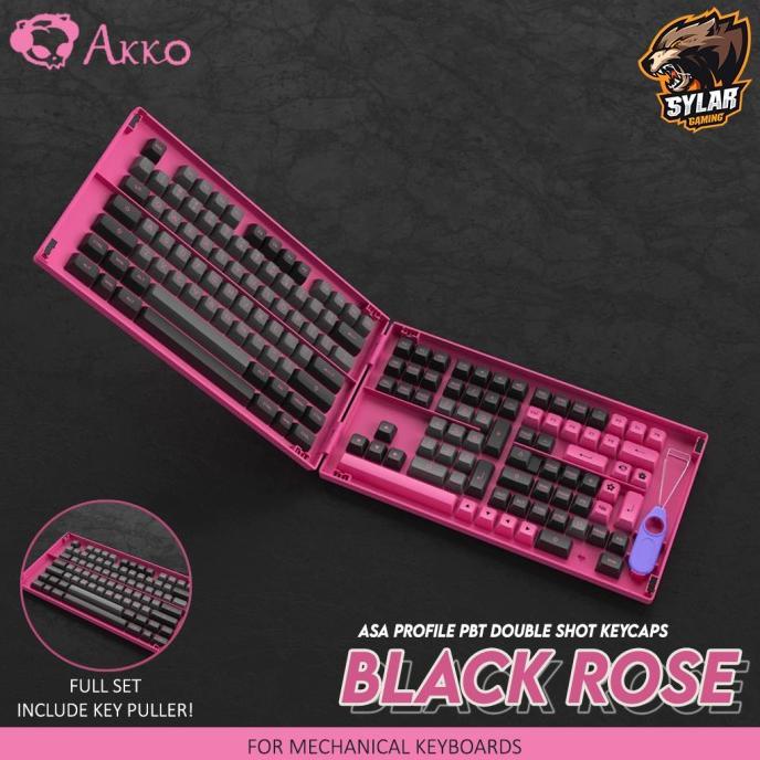 Jual Akko Black & Rose PBT Double-shot Keycaps 197 Set ASA Profile ...