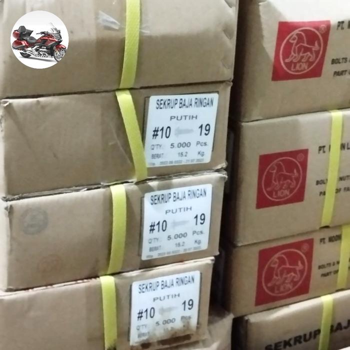 Jual Baut Baja Ringan 10X19 MOON LION KARTONAN/Sekrup Roofing Putih ...