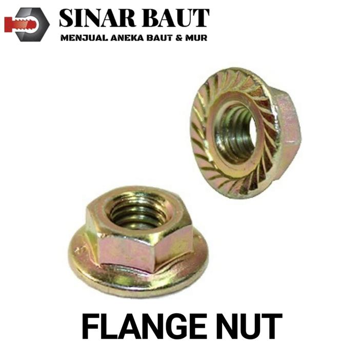 Jual Flange nut kuning mur topi m4 m5 m6 m8 m10 m12 - 6m (100pc) - Kota ...
