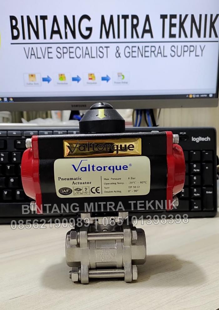 Jual BALL VALVE ACTUATOR PNEUMATIC VALTORQUE 3PC BODY SS316 3/4" - Kota ...