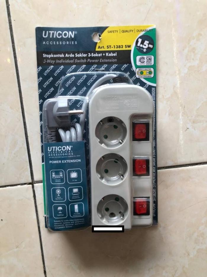 Jual Stop Kontak Uticon 6 Lubang Saklar On Off 1.5 Meter 2 3 4 5 + Kabel - 5 Lubang - Jakarta ...