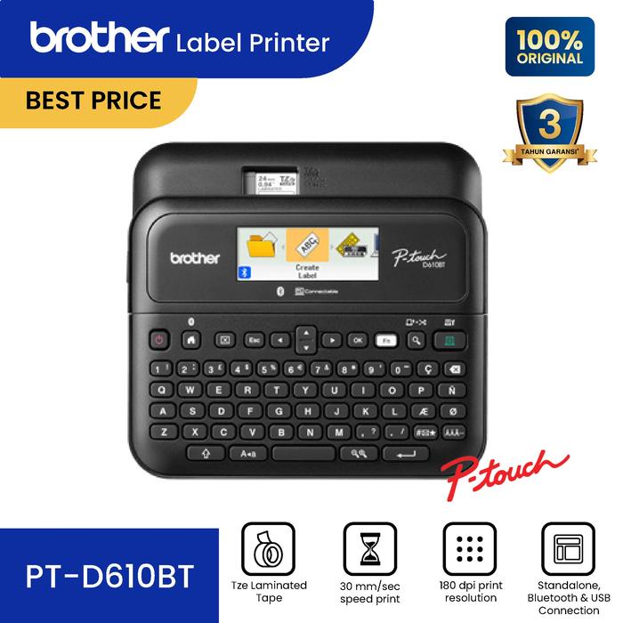 Jual Brother Printer Label PT-D610BT Label Maker PC Connectable ...