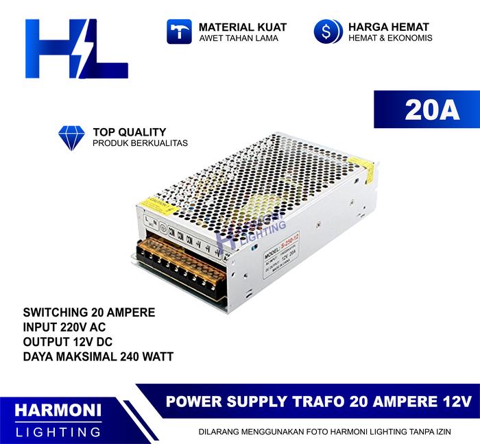 Jual Adaptor Power Supply 12V 20A Switching LED Trafo 20 Ampere - Kota ...