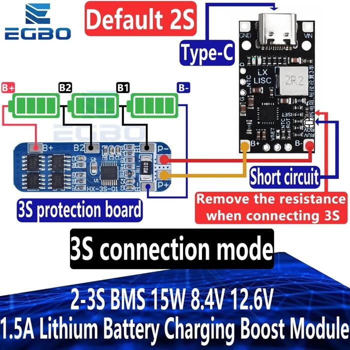 Jual modul charger type-c 2S 3S 8.4v 12.6v step up modul charger 18650 lith - Kab. Sleman ...