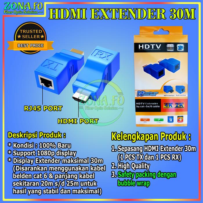 Promo Hdmi Extender 60m Hdmi Extension Over Kabel LAN Ethernet RJ45 ...