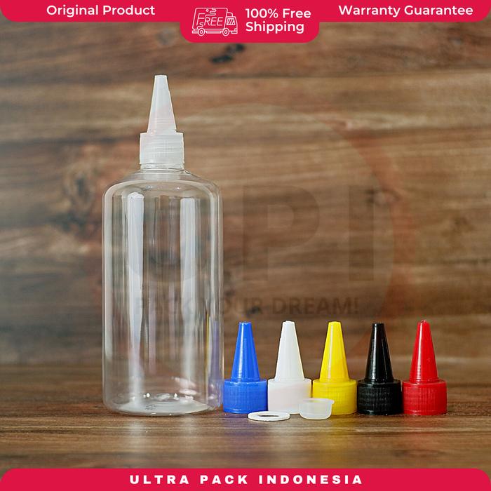 Jual KEMASAN TINTA BOTOL PLASTIK PET 500ML - HS24 CLEAR + TINTA KUNING ...