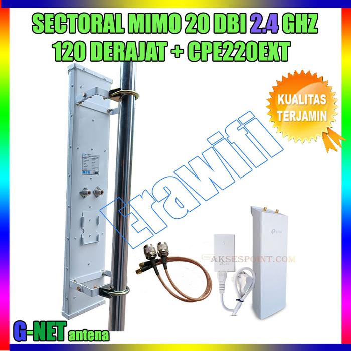 Jual Antena Wifi Sectoral Mimo 20 dBi 2.4 GHz 120 Derajat Plus CPE220 ...